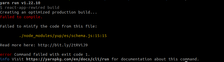 Failing to build · Issue #1404 · jquense/yup · GitHub