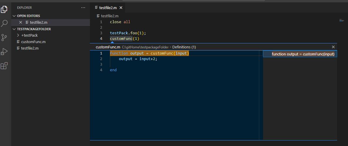 "Go to Definition" does not seem to work when using package folders · Issue #5 · mathworks ...