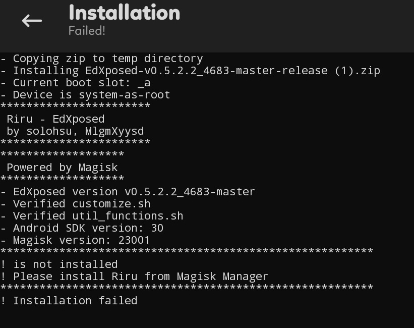Xposed wont install, says Riru isnt installed when it is. · Issue #891 · ElderDrivers/EdXposed ...