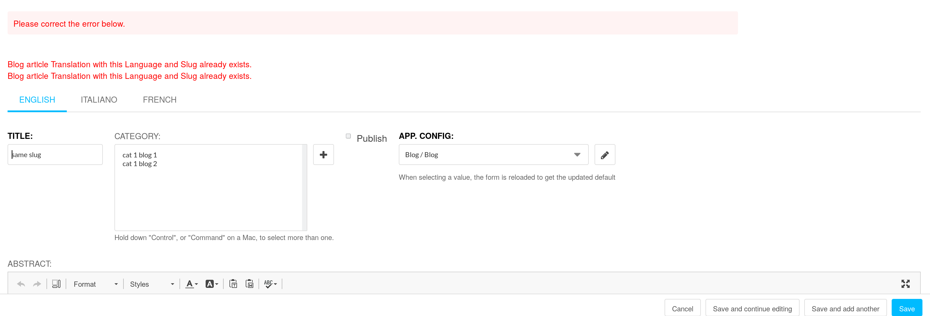 duplicate slug crashes post · Issue #415 · nephila/djangocms-blog · GitHub