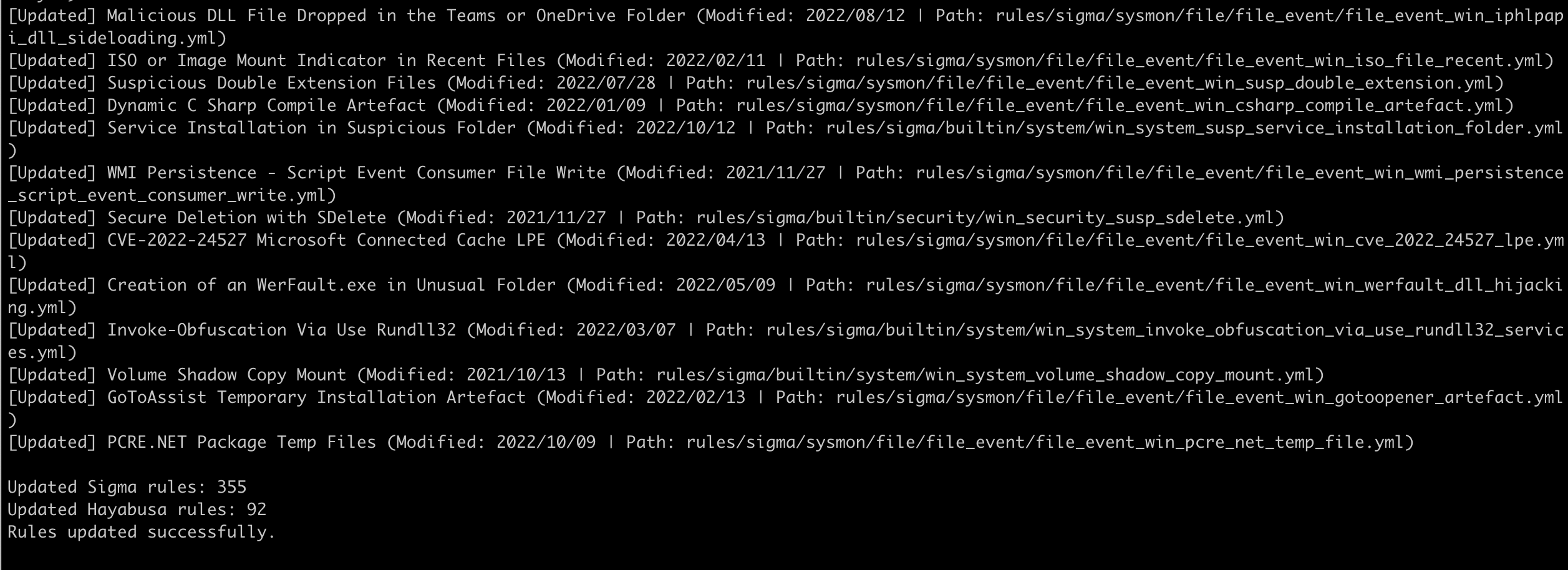 Move saved file line lower. shorten updated rules output · Issue #753 · Yamato-Security/hayabusa ...