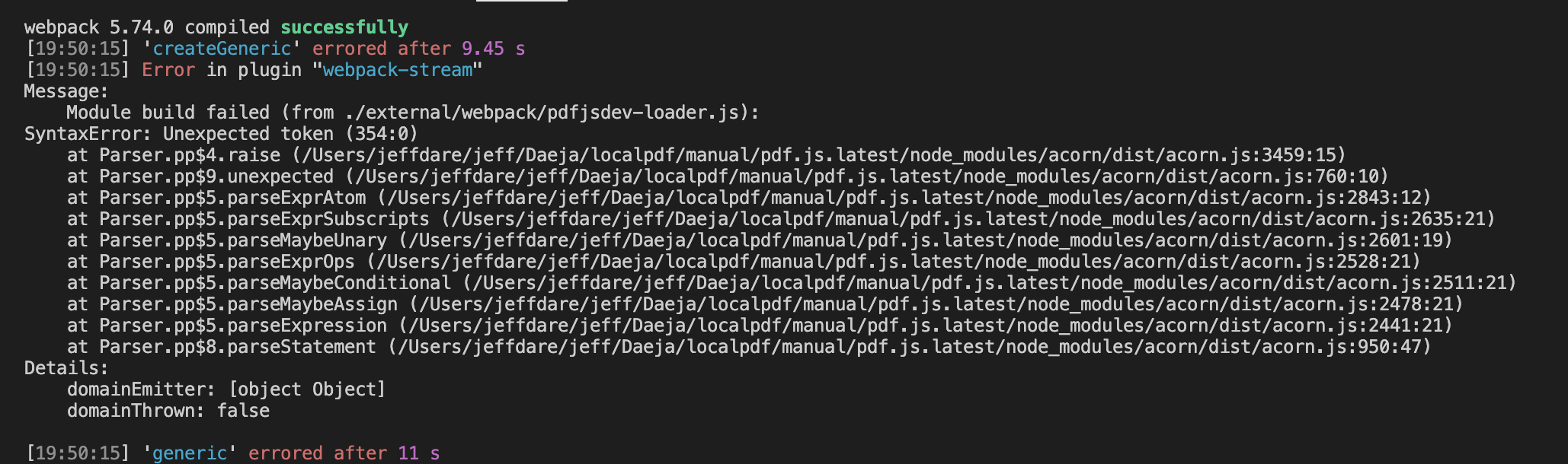 Pdfjs Build Is Failing With Syntaxerror Unexpected Token 3540 · Issue 15647 · Mozilla 