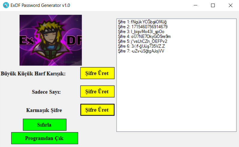 Github Exdf0passwordgen C Form Application üzerinden Yaptığım Bir Password Generator 4206