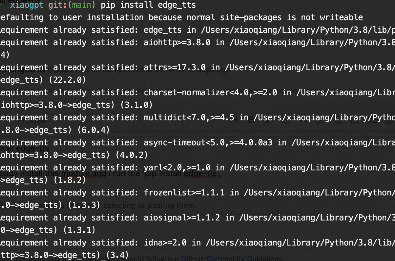 ModuleNotFoundError: No module named 'edge_tts' · Issue #274 · yihong0618/xiaogpt · GitHub