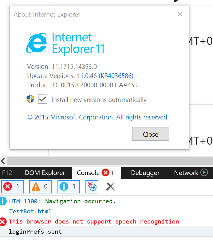 IE 11 not working with botchat control · Issue #742 · microsoft/BotFramework-WebChat · GitHub
