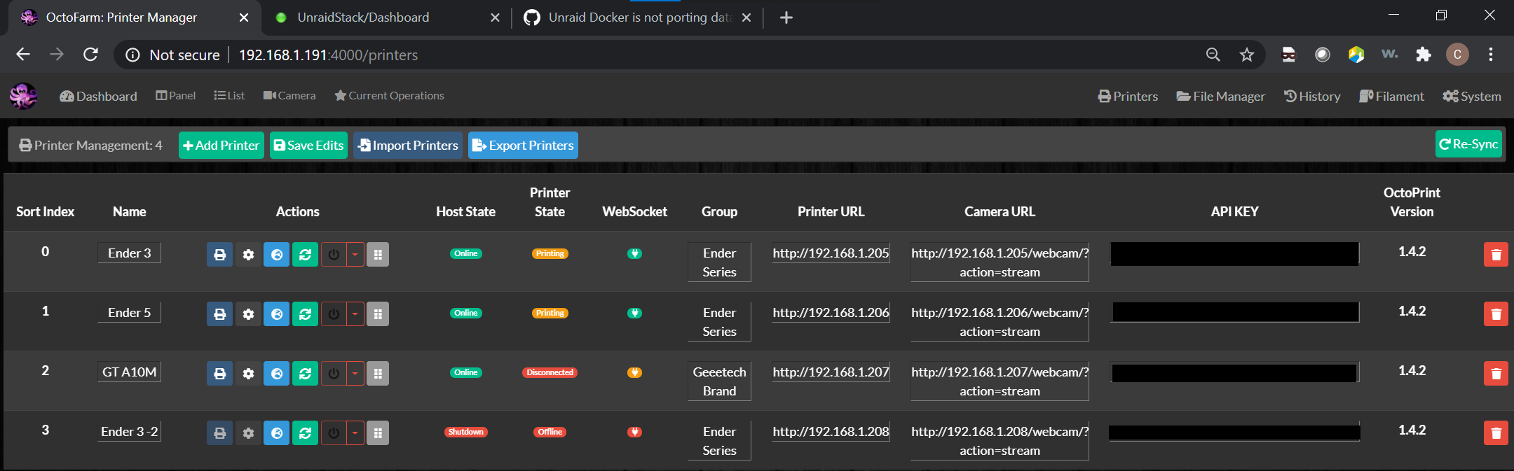 Unraid Docker is not porting data properly (Incorrect OctoPrint API Key) · Issue #95 · OctoFarm ...