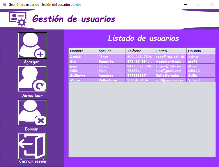 GitHub - RonP3B/GestionUsuarios-Tarea4: Tarea#4 de la materia programación I del ITLA con el ...