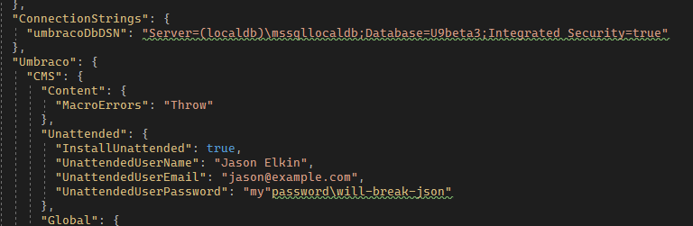 V9 Project Template Can Result In Invalid Appsettings Json · Issue 10424 · Umbraco Umbraco Cms