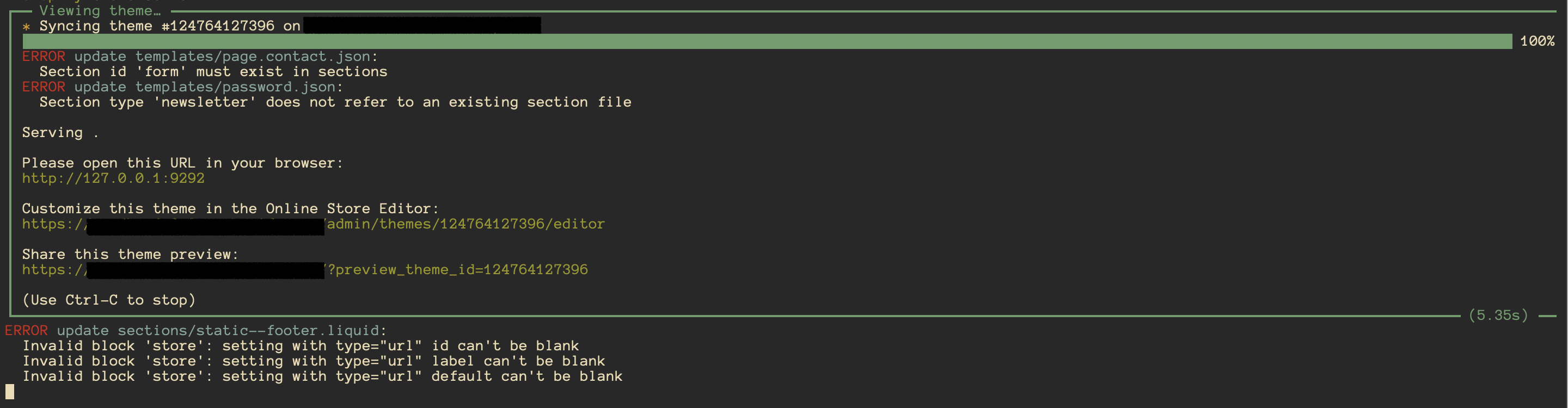 Improve UI around theme serve errors · Issue #1397 · Shopify/shopify-cli · GitHub
