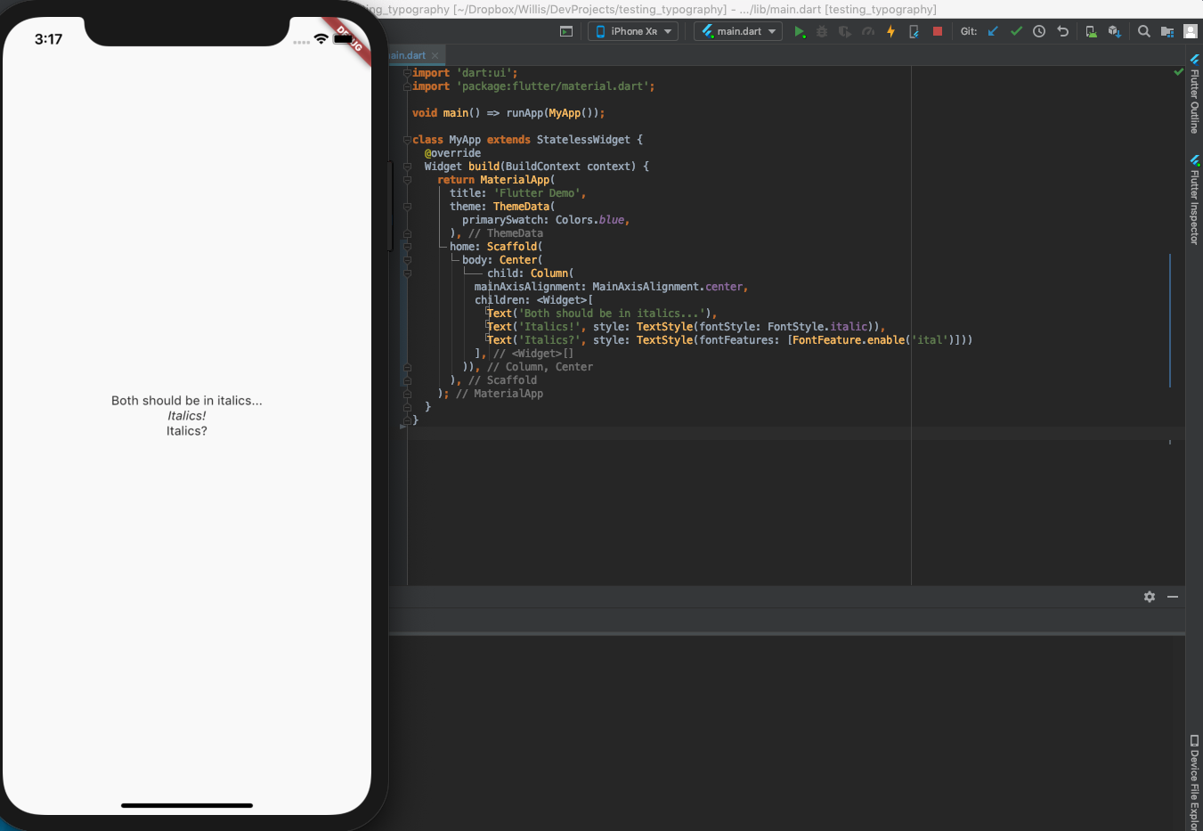 FontFeature.enable('ital') doesn't enable Italics · Issue #36023 · flutter/flutter · GitHub