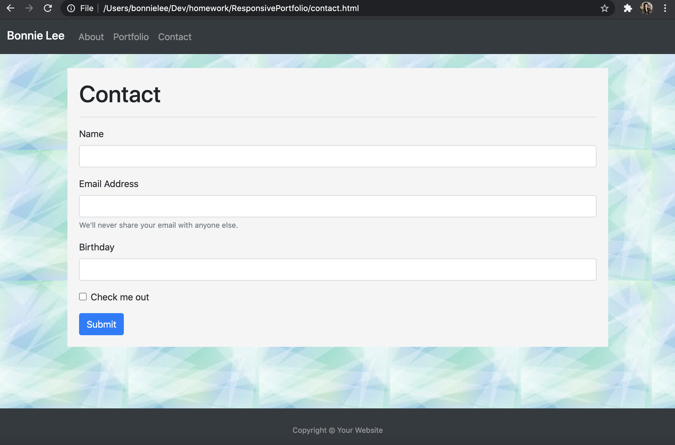 GitHub - BLee8489/ResponsivePortfolio: Homework 2 - CSS and Bootstrap ...