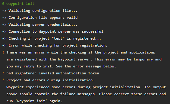 Message: unknown key: invalid authentication token · Issue #726 · hashicorp/waypoint · GitHub