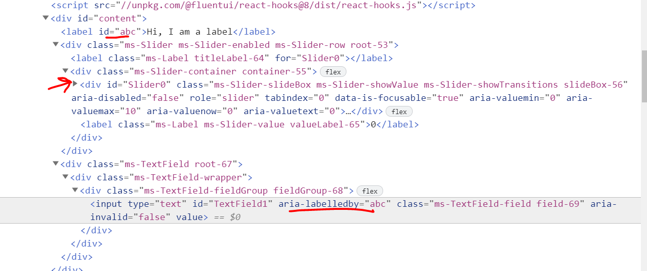 aria-labelledby ignored by Slider (and ariaLabelledBy not an option ...
