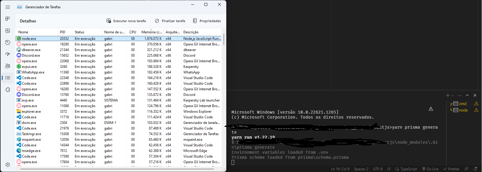 `npx prisma generate` on a schema with more than 26 thousand lines, and more than 100 tables ...