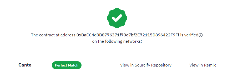 Canto: Successfully Verified Contract Code Not showing in the Explorer · Issue #6811 ...