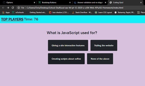 GitHub - toasted-coder/Coding-Quiz: Coding Quiz Homework