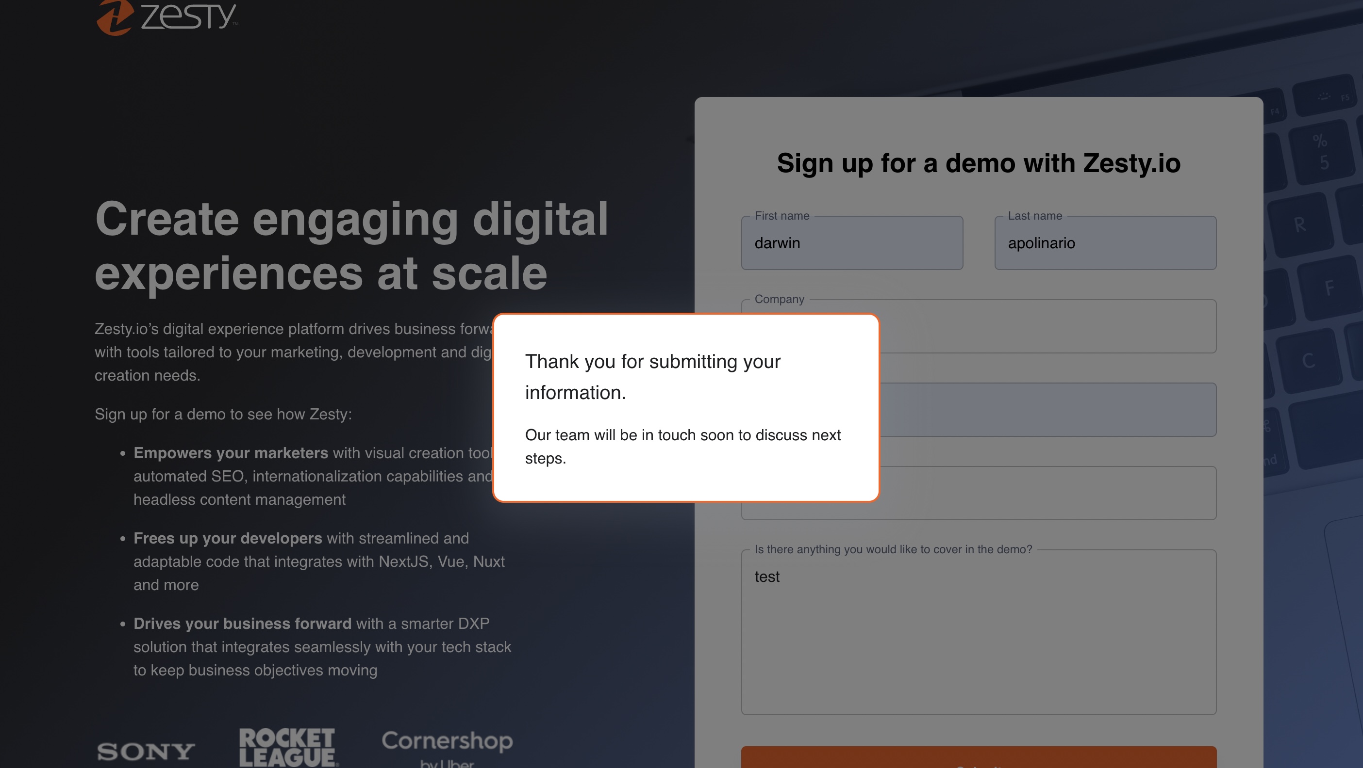 PPC Landing Pages form response · Issue #412 · zesty-io/website · GitHub