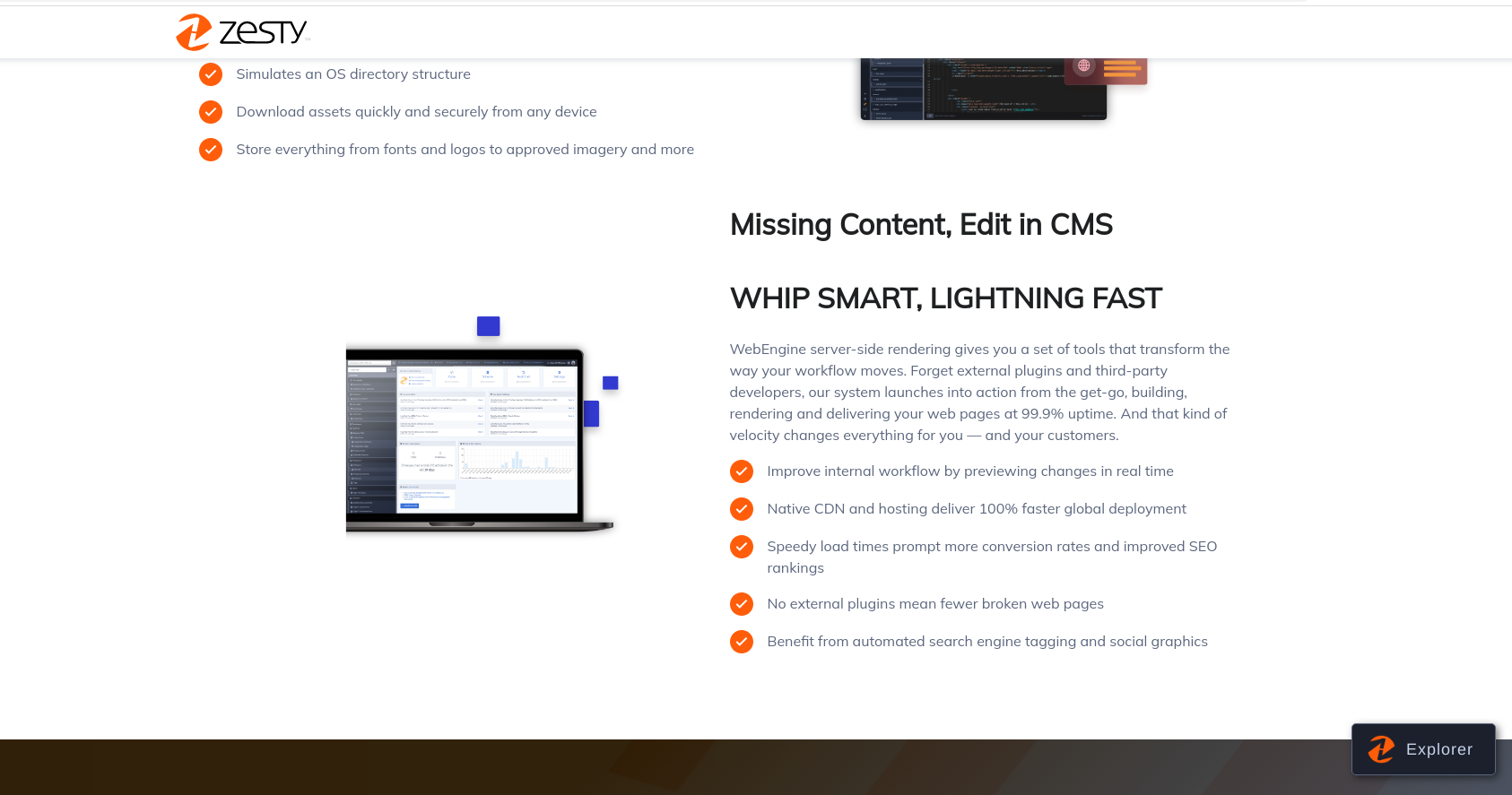 explore.zesty.io landing page design update · Issue #464 · zesty-io/website · GitHub