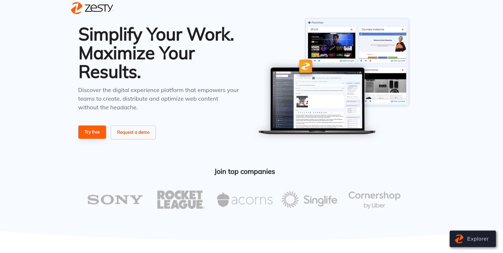 explore.zesty.io landing page design update · Issue #464 · zesty-io/website · GitHub