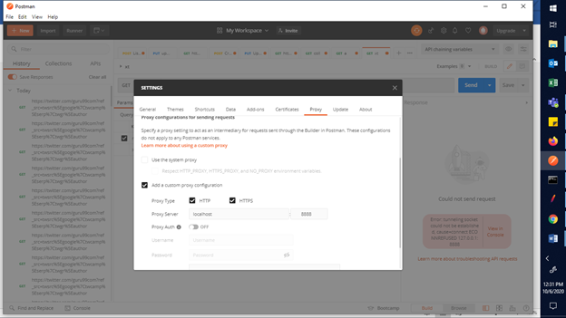 In Postman Facing Tunneling Issue After Adding The Custom Proxy Configuration · Issue 9132