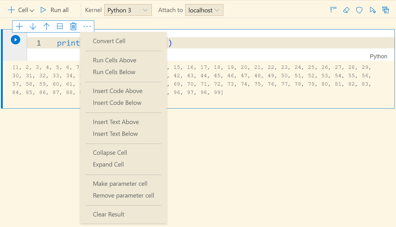 Toolbar option to copy result when using Python notebooks · Issue ...
