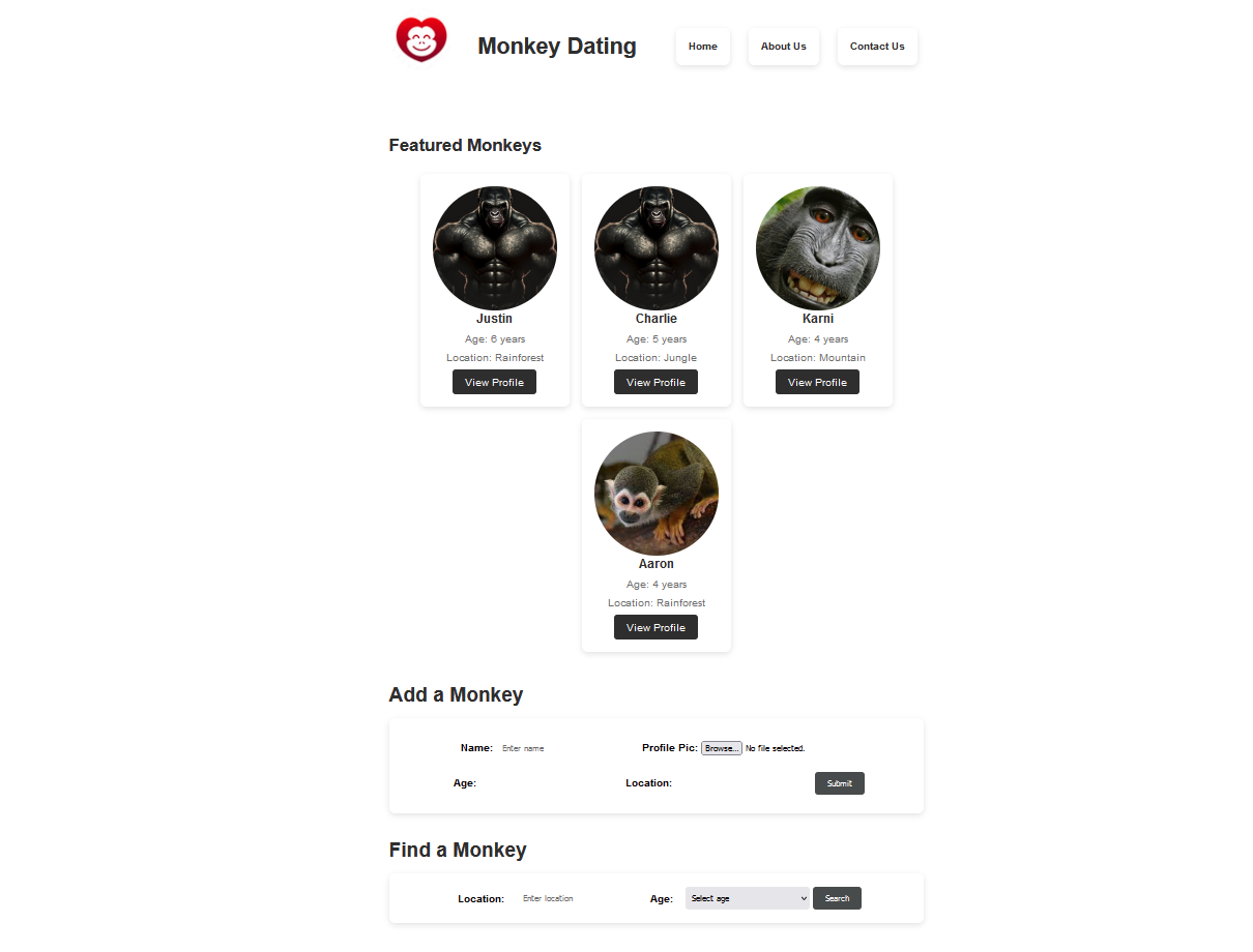 GitHub - DavidJSolano/Monkey-Dating: A primitive dating app for Monkeys! This project is a ...