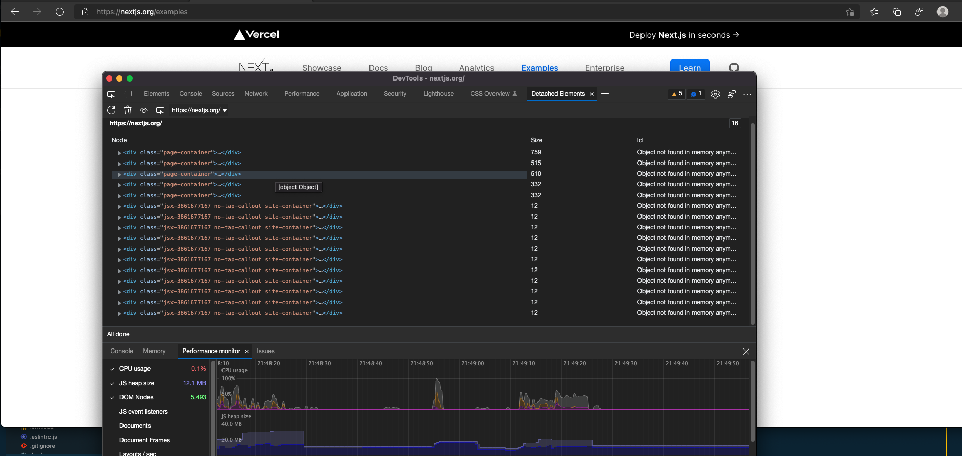 Site Navigation Creates Increasingly Detached Dom Nodes · Vercel Nextjs · Discussion 34903