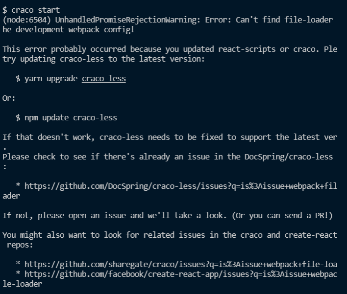 在 Create React App 中 主题配置 安装craco和craco Less 一直报错 · Issue 33356 · Ant Designant Design · Github