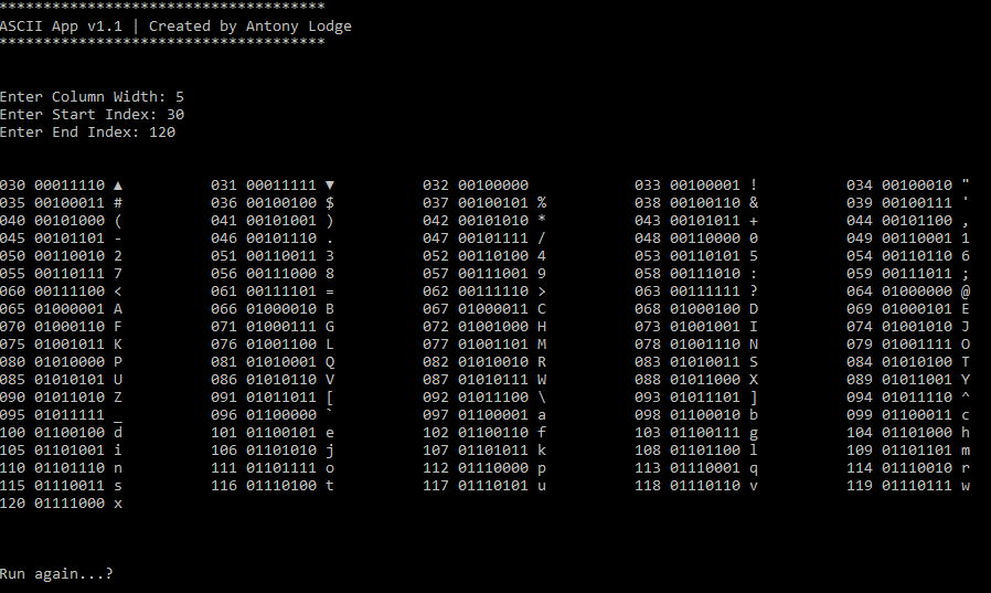 GitHub - lodgeant/ASCII: This a small console application written in C which provides a list ...