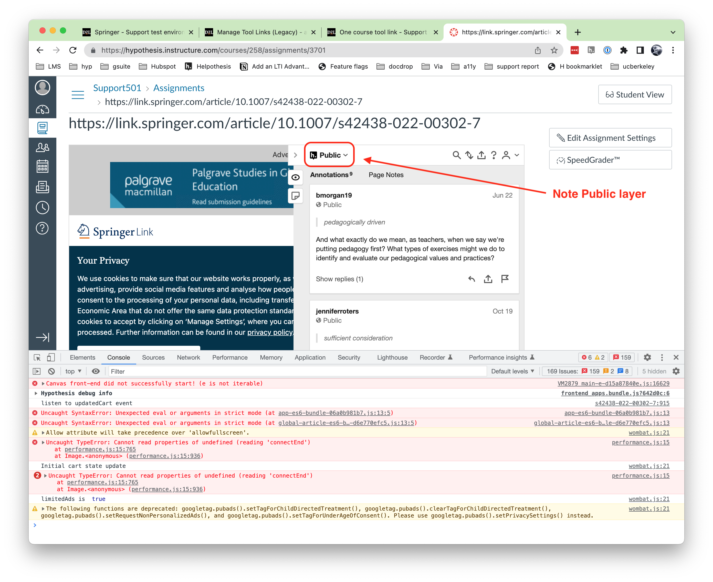 LMS URL SpringerLink assignment intermittently opens in Public layer · Issue #4698 · hypothesis ...