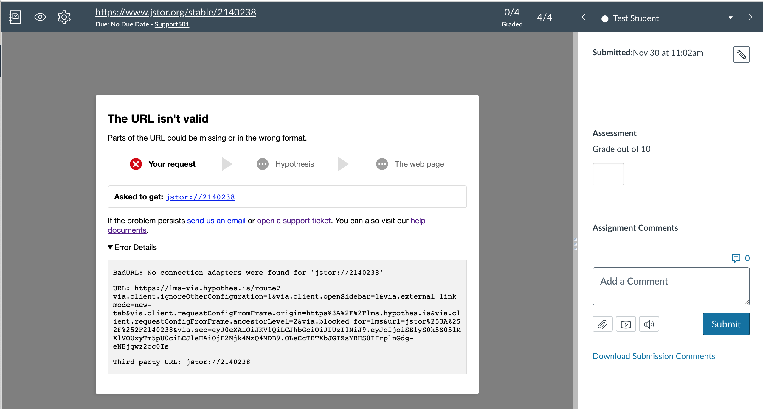 Error when using Canvas Speedgrader with JSTOR docs · Issue #1408 · hypothesis/product-backlog ...
