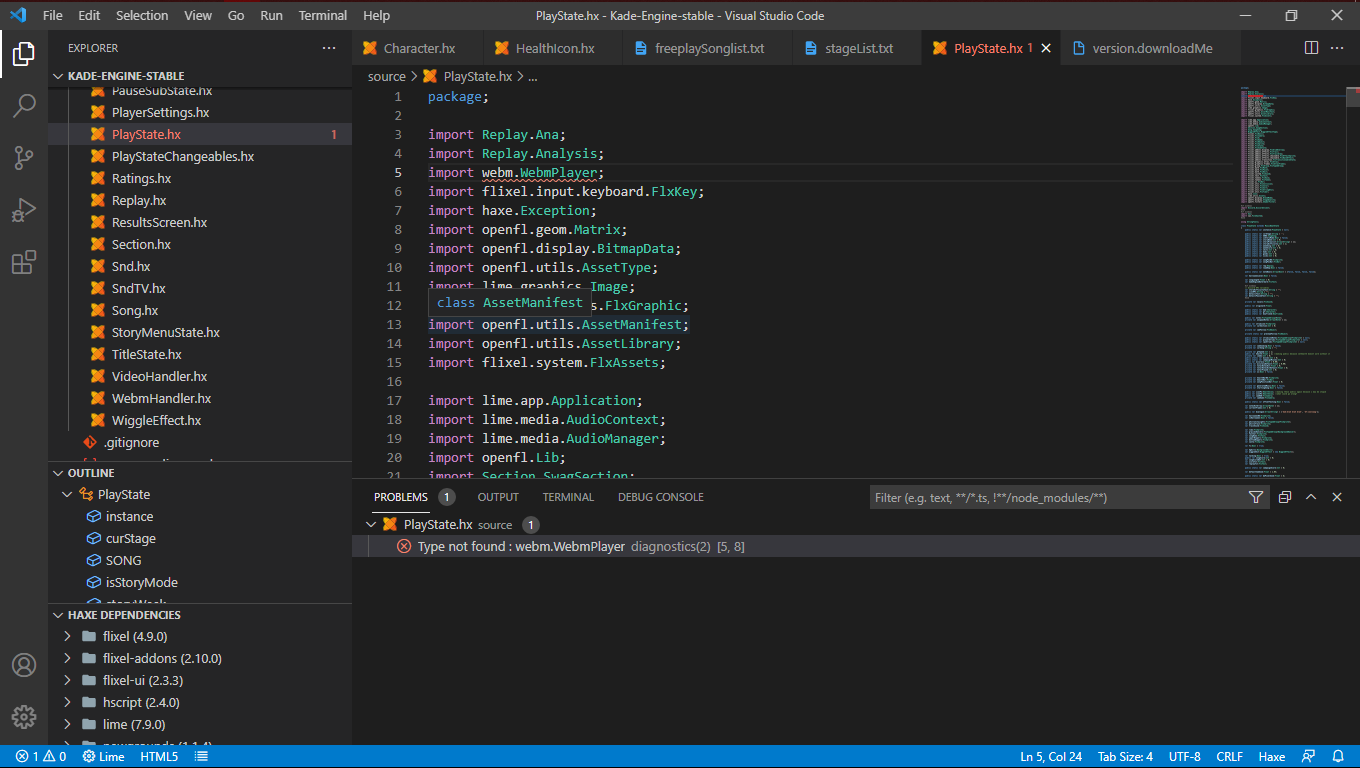 Bug Report: Type not found : webm.WebmPlayer · Issue #986 · KadeArchive/Kade-Engine · GitHub