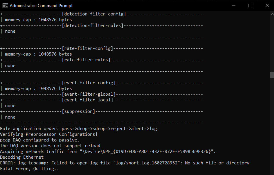 Can Your Help Me This Error I Am Trying To Install And Configure Snort On My Windows 10 · Issue