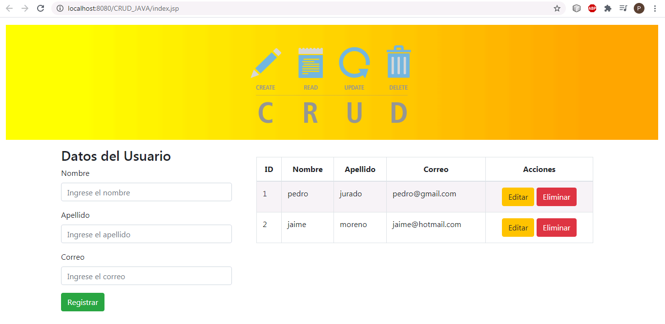 GitHub - PedroManuelJM/CRUD_JAVA: Este ejercicio de aplicación web se muestra un ejemplo de CRUD ...