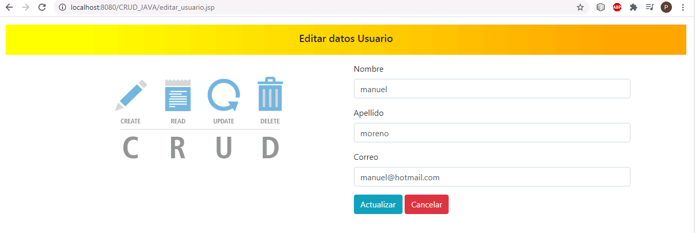 GitHub - PedroManuelJM/CRUD_JAVA: Este ejercicio de aplicación web se ...