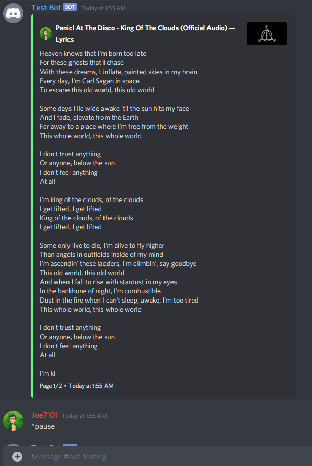 New lyrics embed · Issue #140 · SudhanPlayz/Discord-MusicBot · GitHub