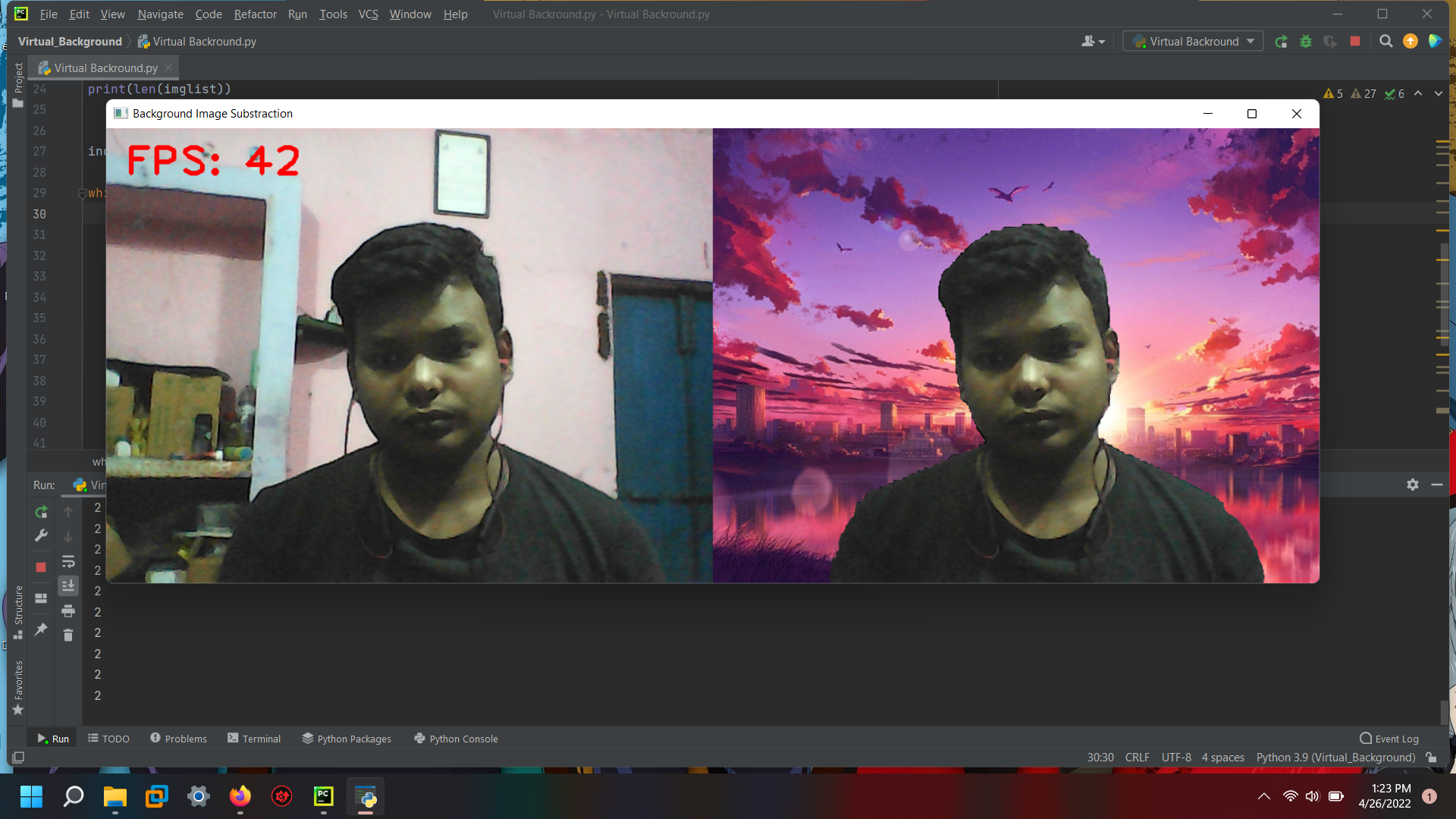 Github Sandeep8064virtualbackground Python Program To Extract Background Image And Replace