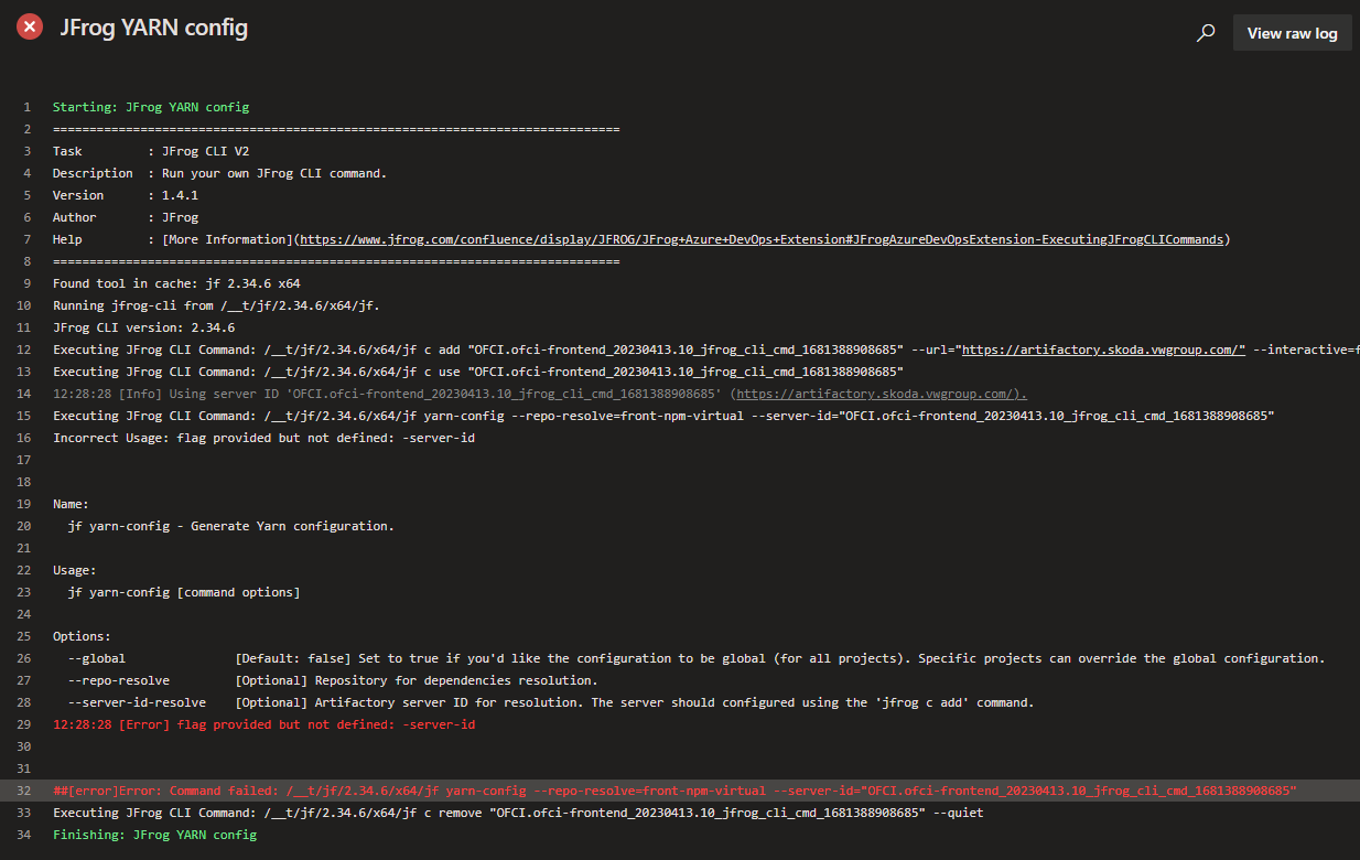 Task JFrog CLI V2 - [Error] flag provided but not defined: -server-id · Issue #403 · jfrog/jfrog ...
