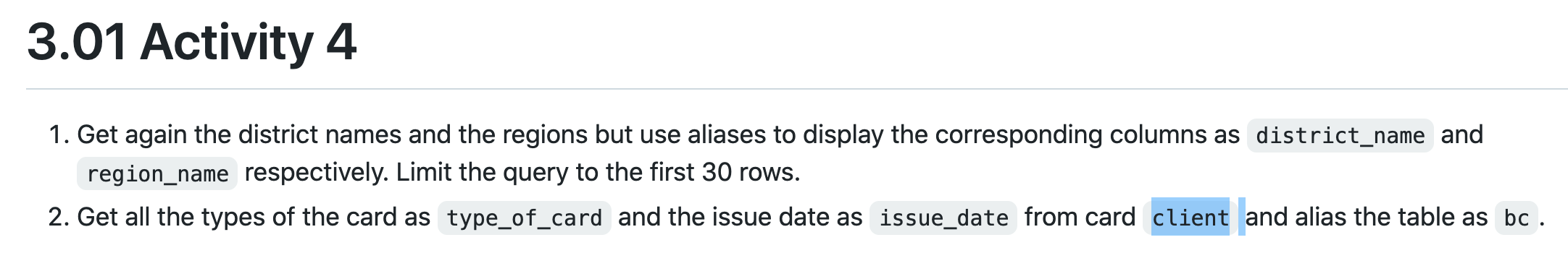 typo on activity · Issue #1 · ironhack-edu/data_3.01_activities_sql · GitHub