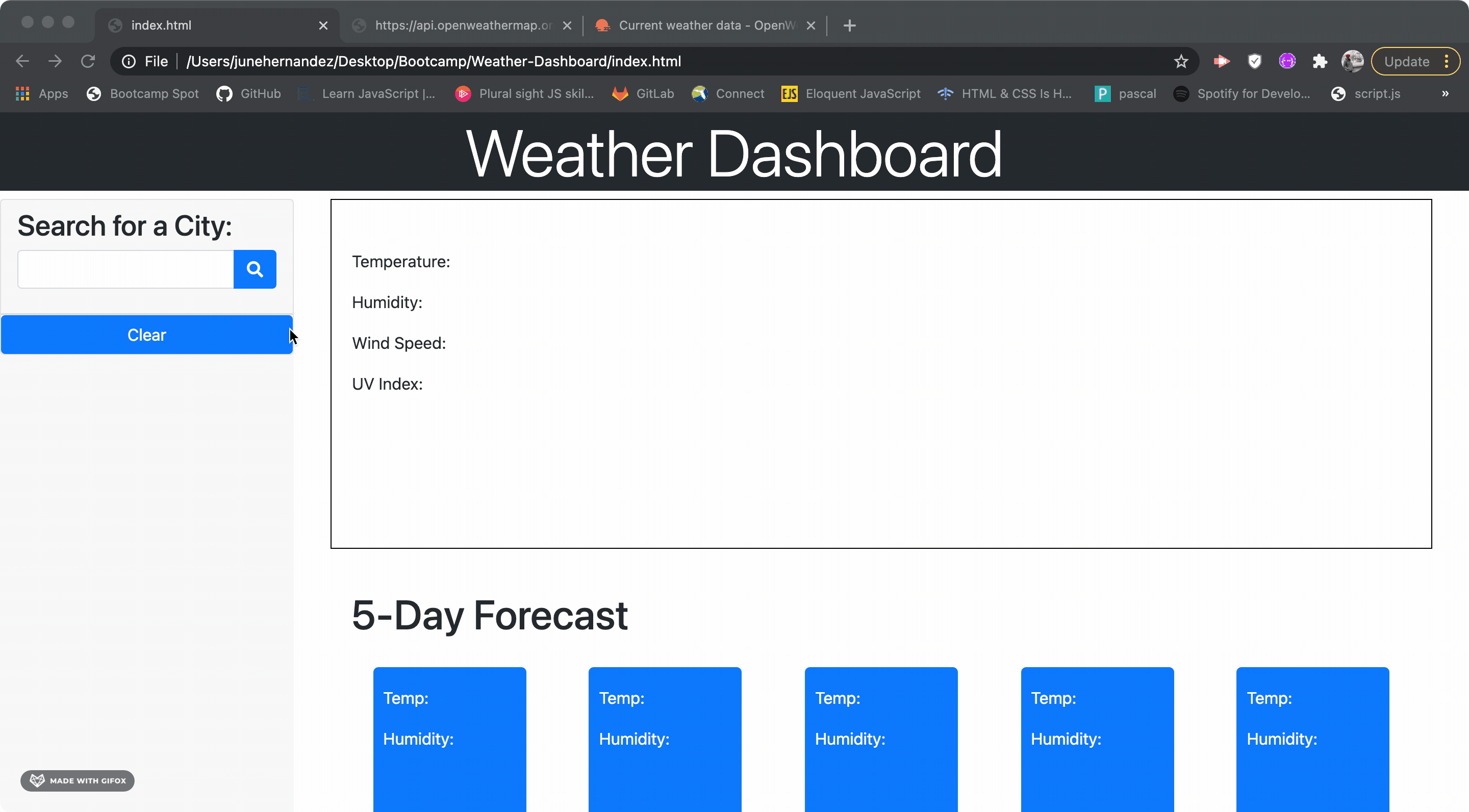 GitHub - JuneXll/Weather-Dashboard