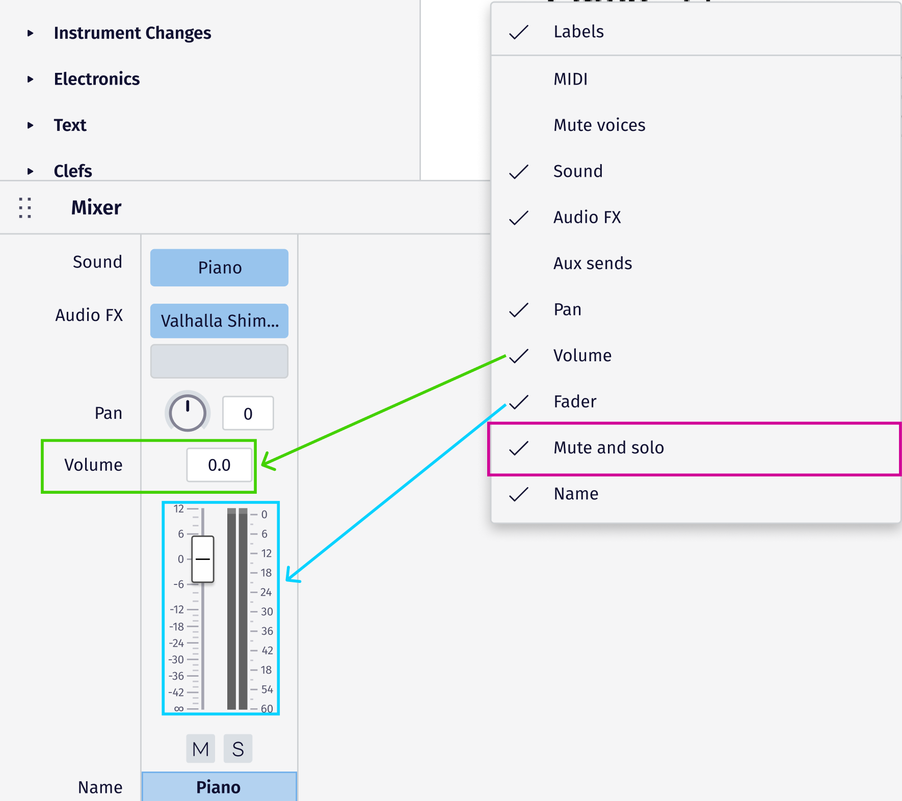 [MU4 Issue] Mixer view context menu- Volume option is hiding both volume textfield and fader ...
