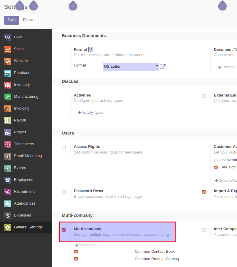 Multicompany option switches off by itself · Issue #25538 · odoo/odoo · GitHub