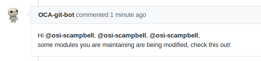 [FIX] do not always tag maintainer · Issue #88 · OCA/oca-github-bot · GitHub