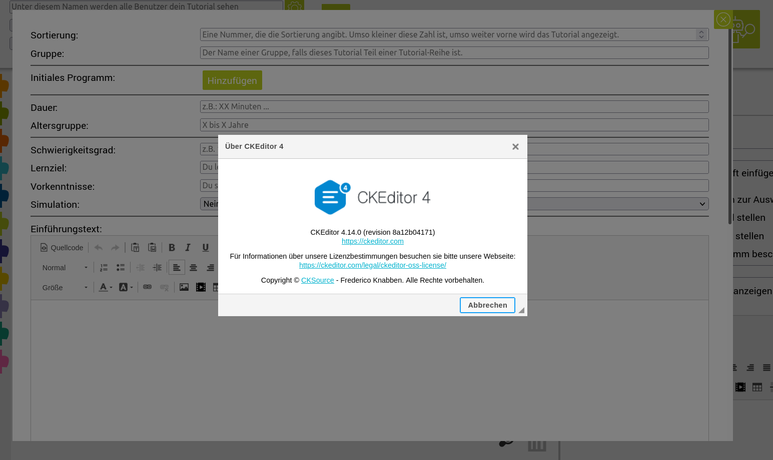 tutorialeditor: outdated ckeditor · Issue #1237 · OpenRoberta/openroberta-lab · GitHub