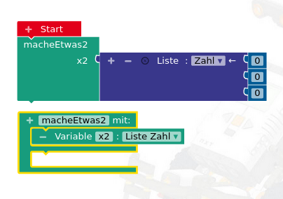 NXT: creating a list while calling a function throws Blockly error ...