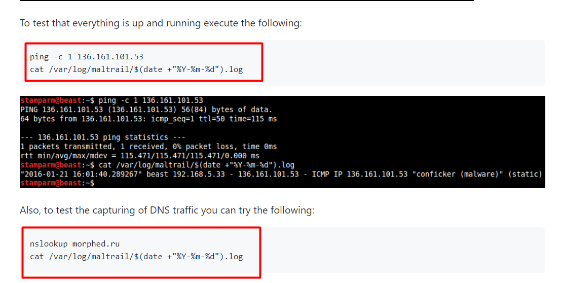 Are there any websites or examples I can used to test this malicious ...