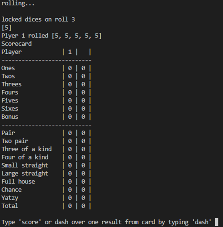 GitHub - devniklasnordman/Object-oriented: A text base Yatzy game that ...