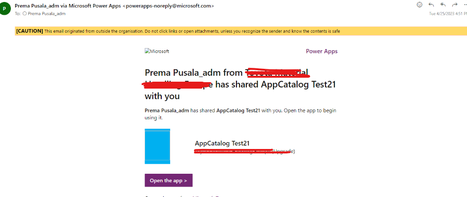 [CoE Starter Kit - BUG] Can we change who the shared with mail from the product comes from ...