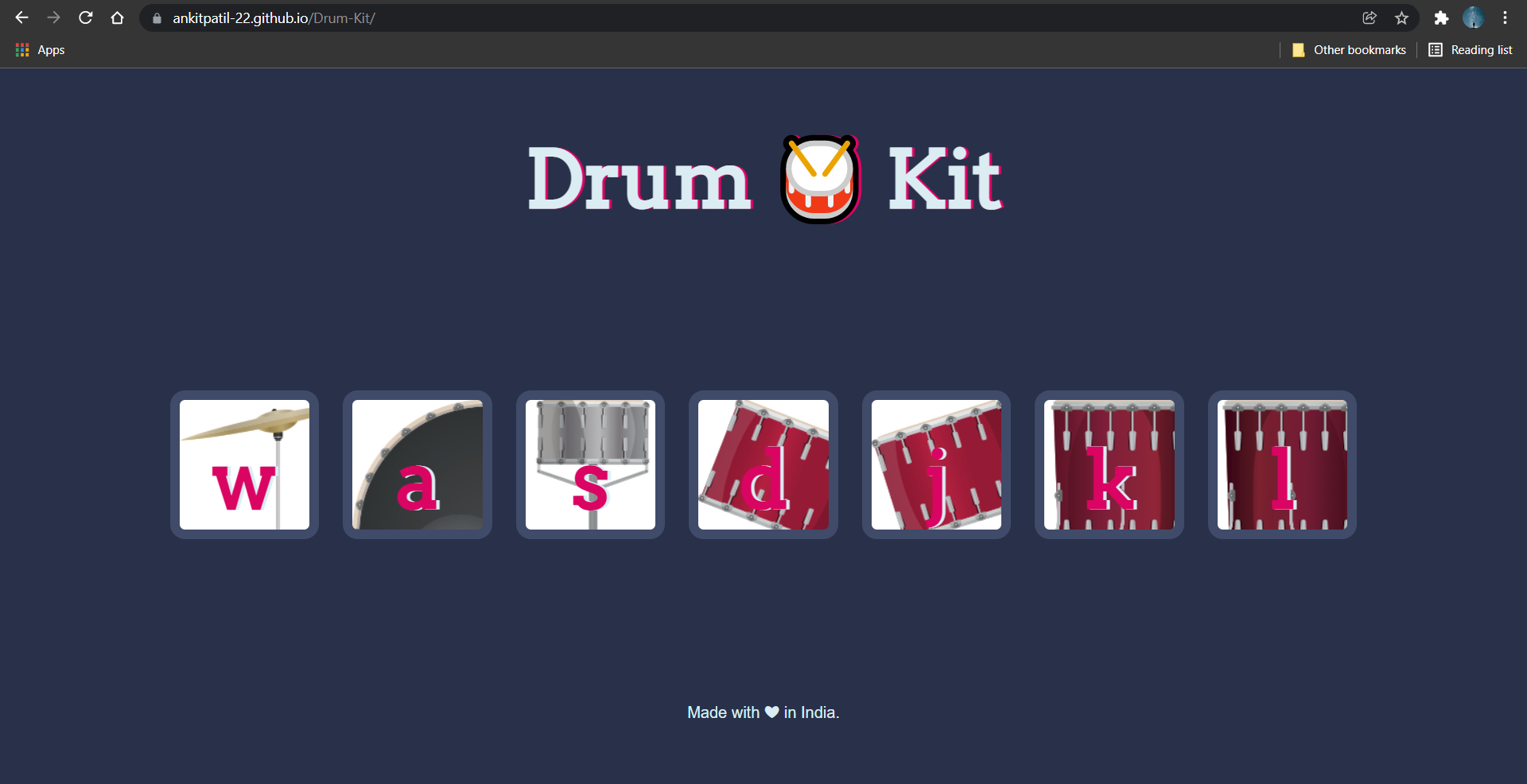 GitHub - AnkitPatil-22/Drum-Kit: Press any of the keys (w, a, s, d, j ...
