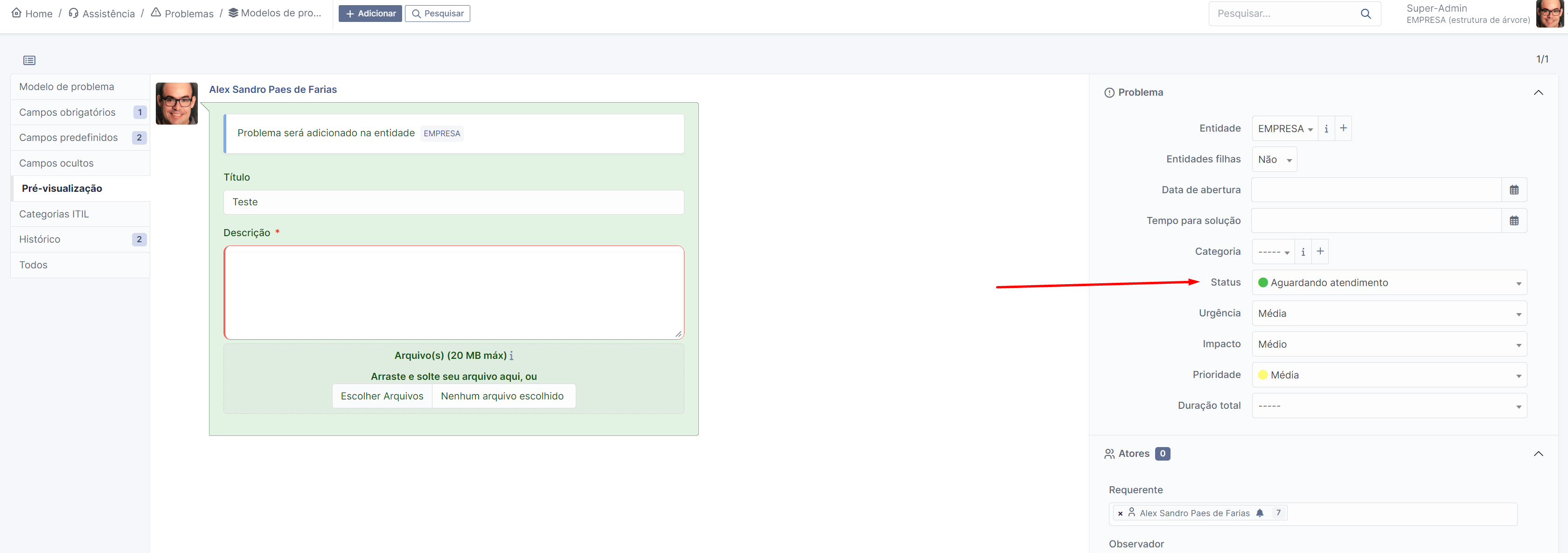 Problem template does not respect status field as predefined · Issue #14962 · glpi-project/glpi ...